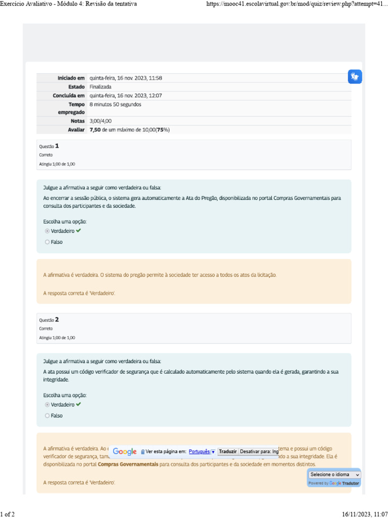 Exercício Avaliativo - Módulo 4 PREGOEIRO | PDF