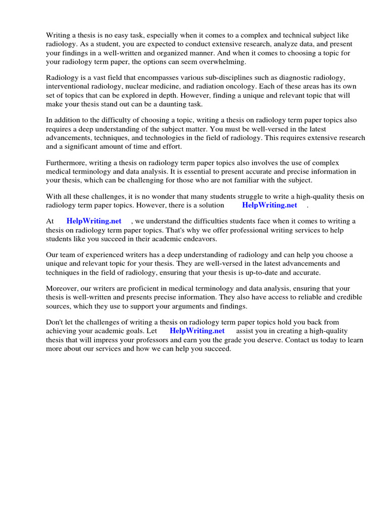 Radiology Term Paper Topics | PDF | Radiology | Radiography