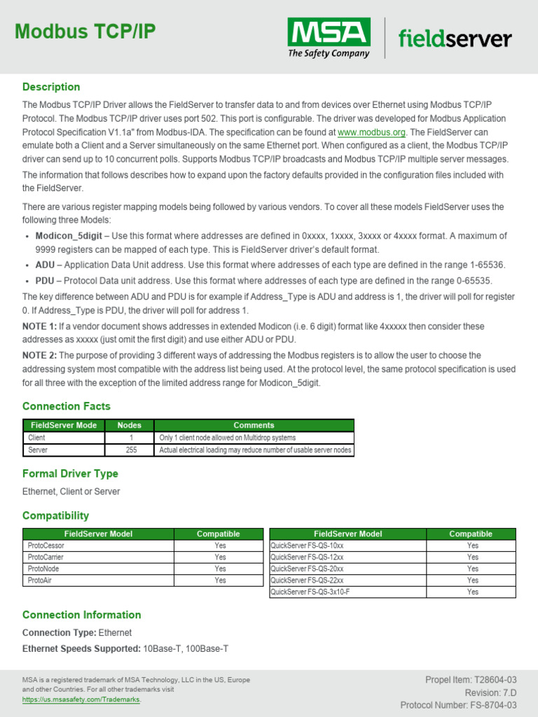 PDS Modbus TCP-IP | PDF | Port (Computer Networking) | Computing