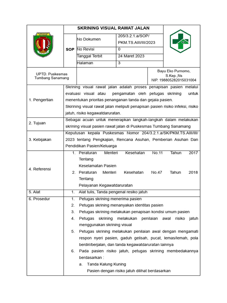 Sop Screening Visual | PDF
