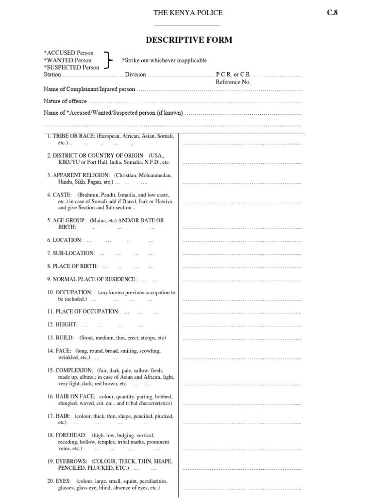 Descriptive Form C8 | Download Free PDF | Human Anatomy