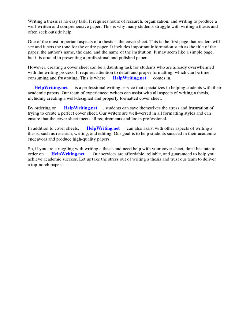 Term Paper Cover Sheets | PDF | Apa Style | Thesis