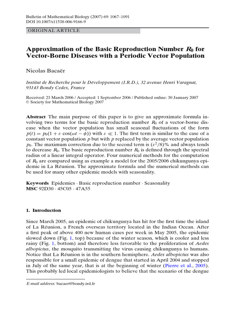 Bacaer Approximation.of.r0.Periodic.vector.population | PDF | Eigenvalues And Eigenvectors ...