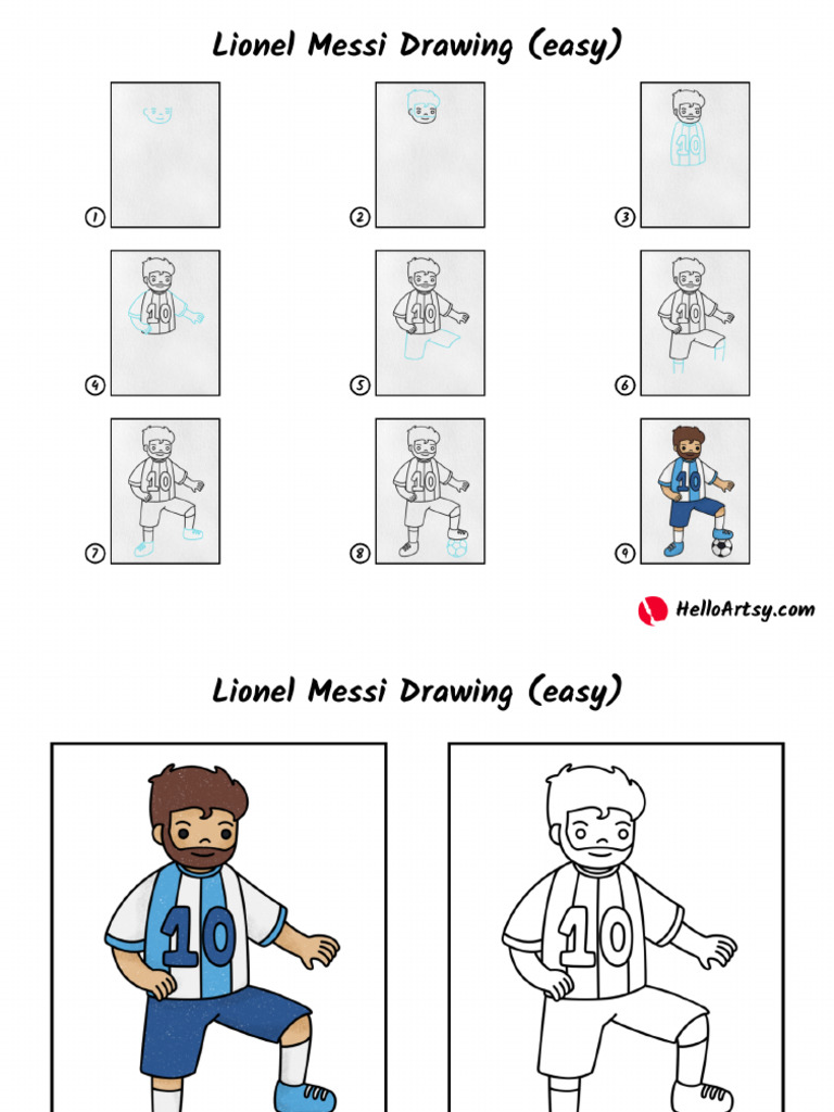 HelloArtsy - Lionel Messi Drawing (Easy) | PDF