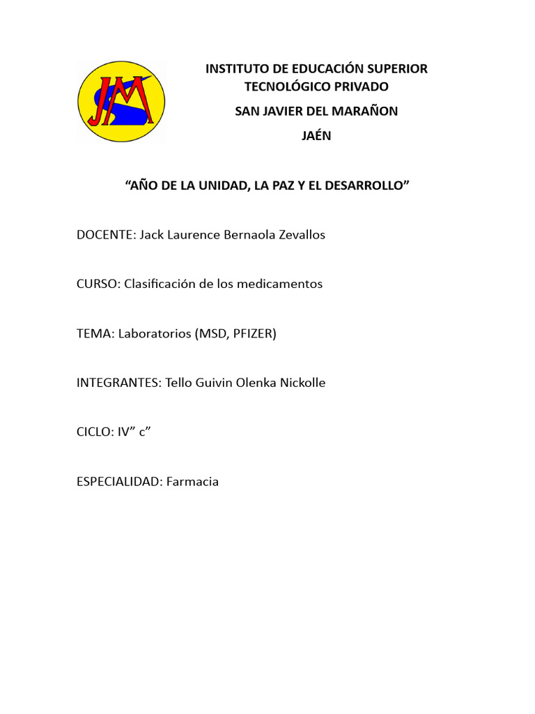 Clasificación de Medicamentos: MSD y Pfizer | PDF | Medicina CLINICA ...