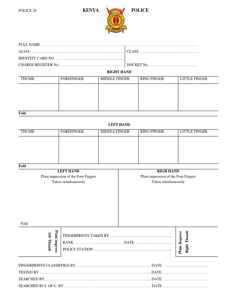 fingerprint form | PDF | Hand