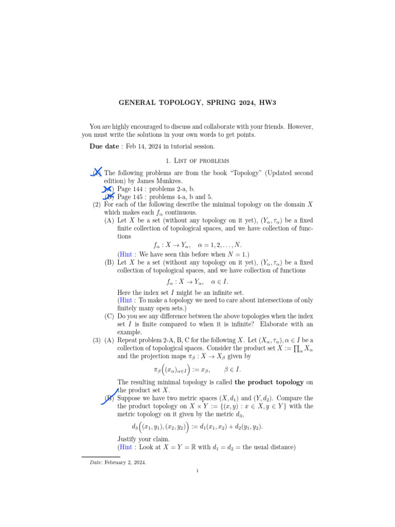 HW3 | PDF | Topology | Mathematical Analysis