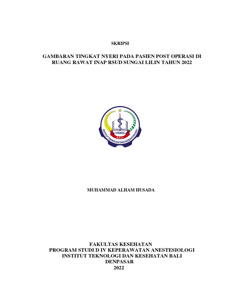 Tingkat Nyeri Pasien Post Operasi 2022 | PDF