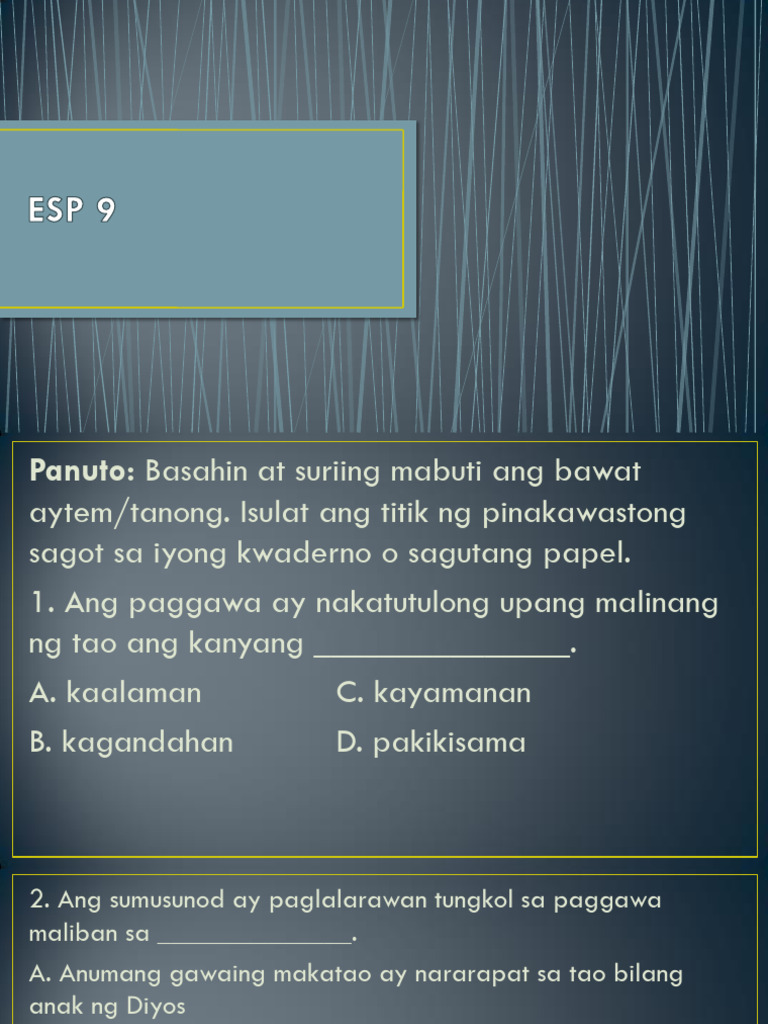 QUARTER 2 ESP 9 LESSON 3 | PDF