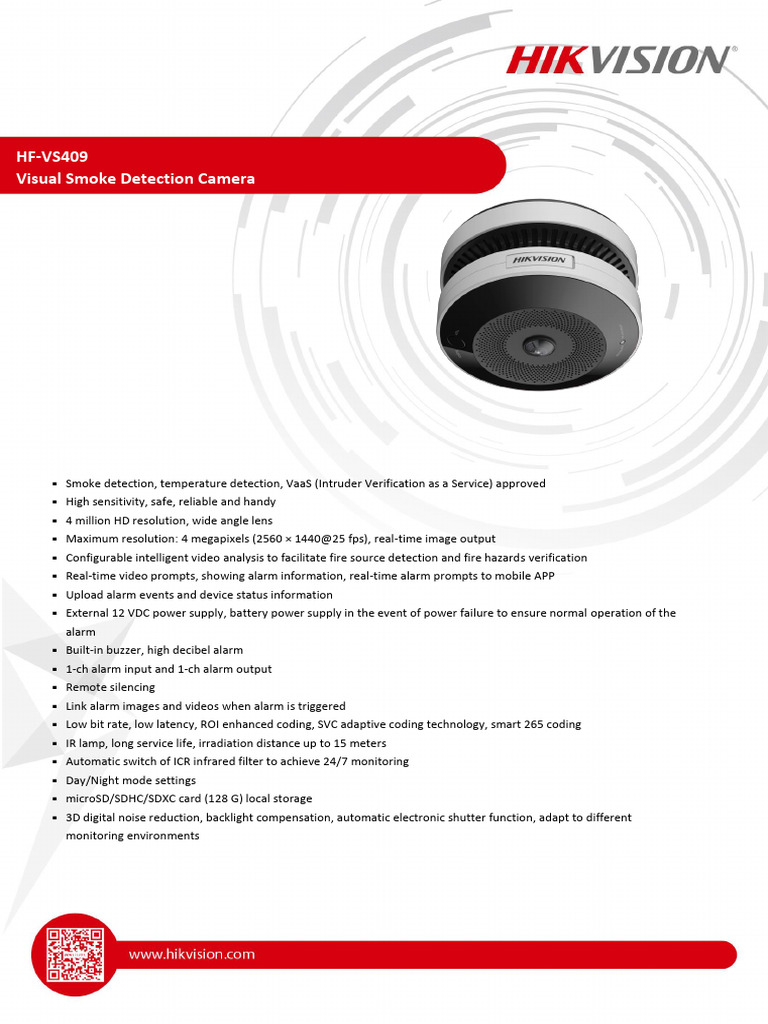 HF-VS409 Visual Smoke Detection Camera | PDF | Camera | Infrared