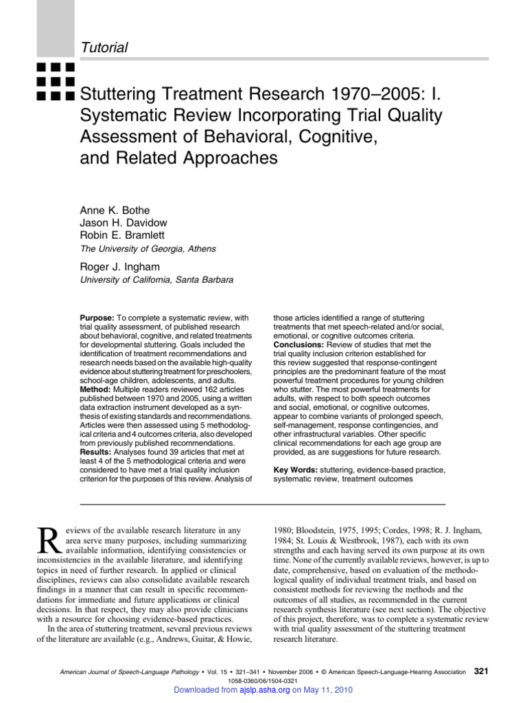 Systematic Review Stuttering Treatment Research Pdf Systematic Review Randomized