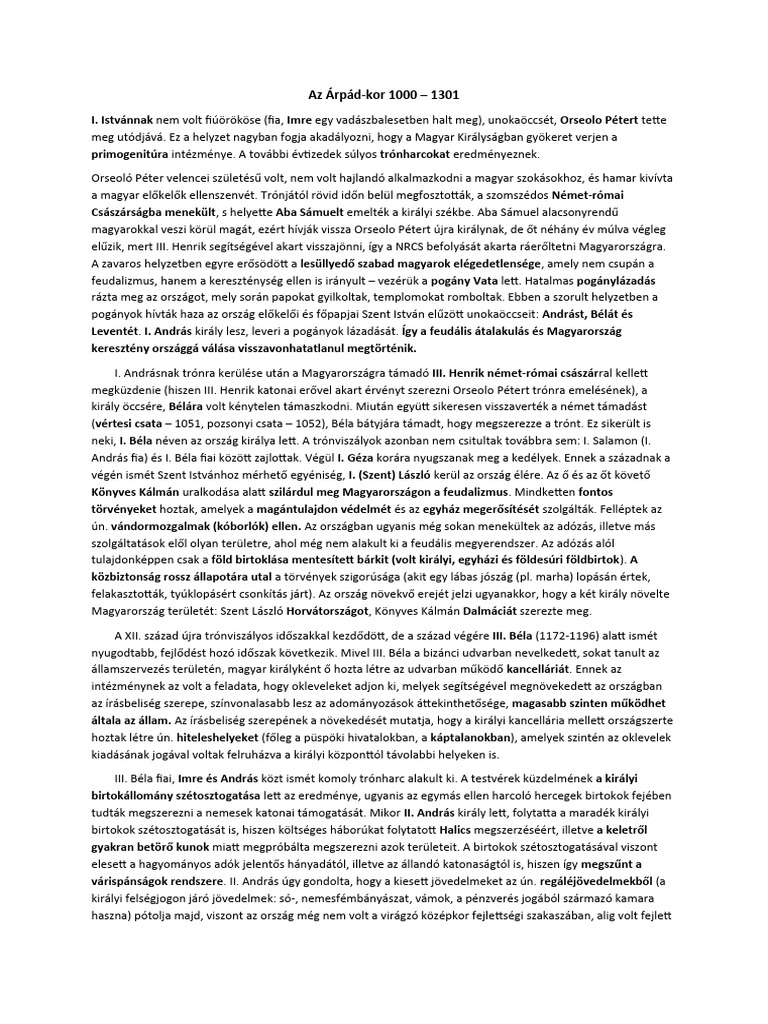 Az Árpád Kor Egész | PDF