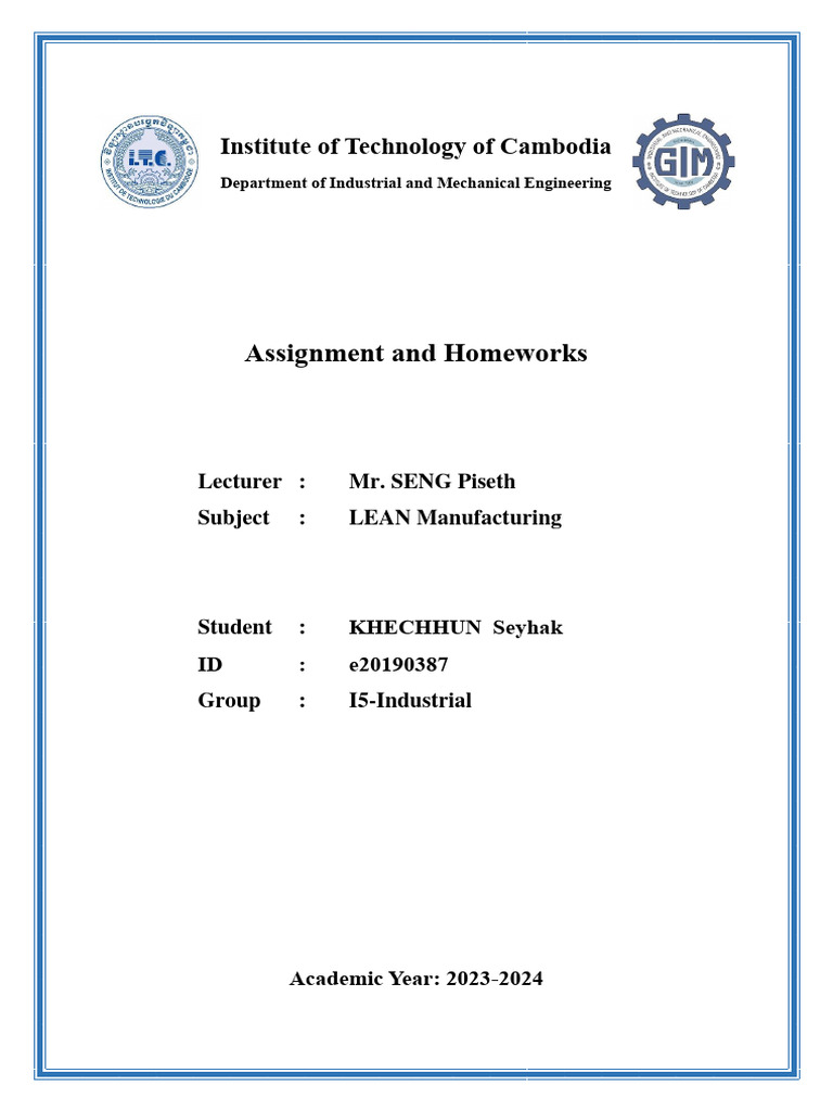 Assignment and Homeworks of Lean | PDF | Lean Manufacturing | Inventory