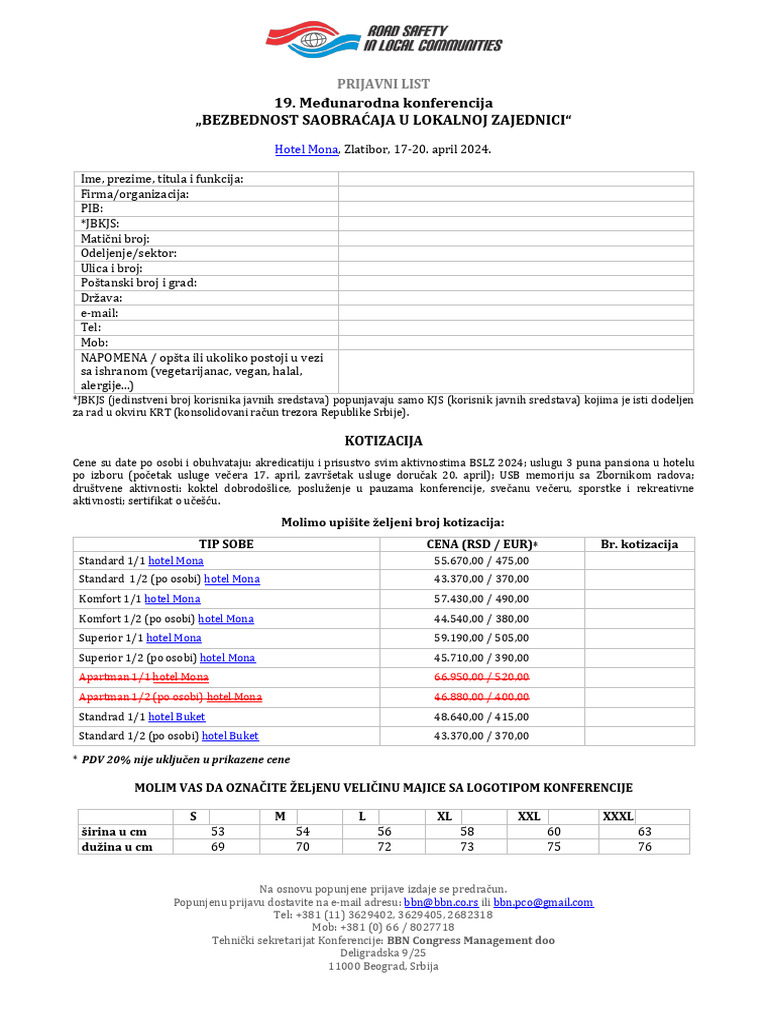 Prijavni List - Lat 2024 | PDF