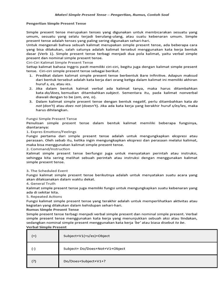 Materi Simple Present Tense | PDF