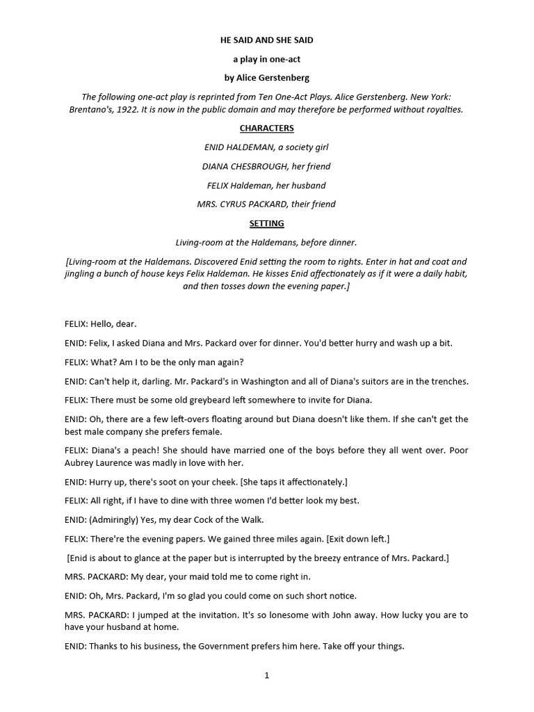 He Said and She Said | PDF