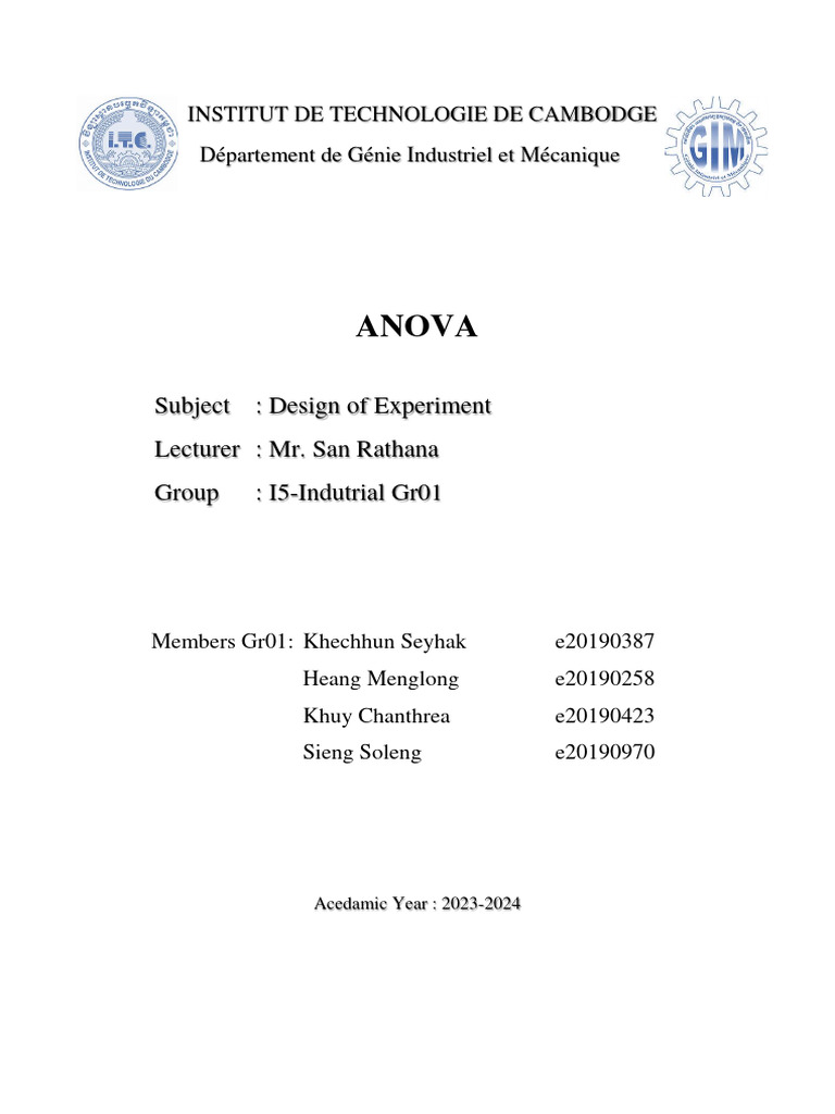 Gr01 ANOVA | PDF | Analysis Of Variance | Experiment