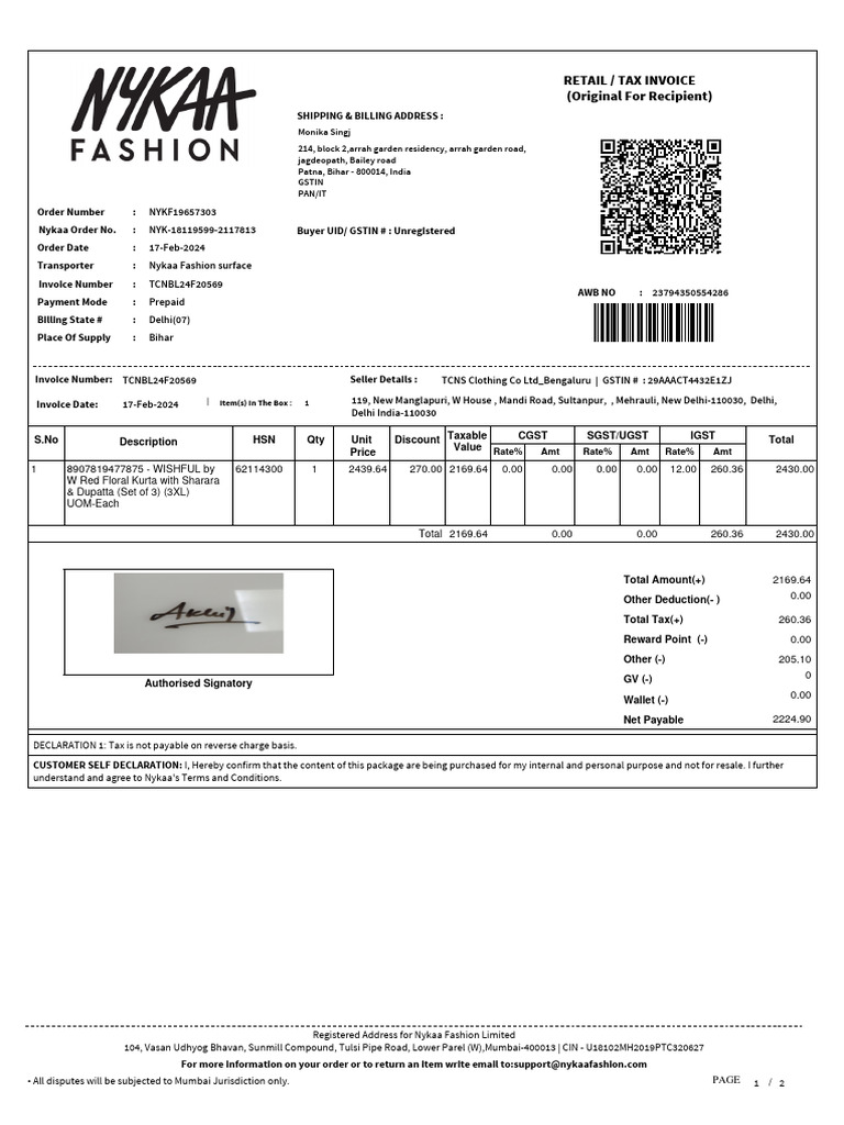 Retail / Tax Invoice (Original For Recipient) | Download Free PDF ...