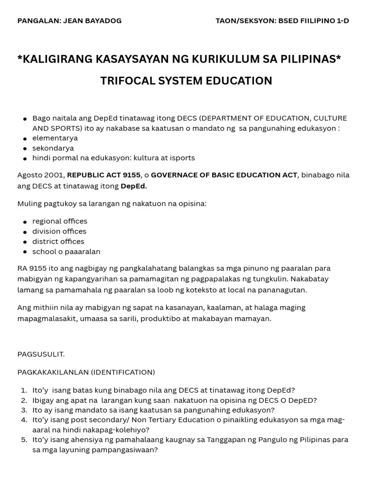 Trifocal System Education | PDF