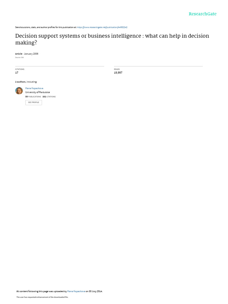 CL585 | PDF | Business Intelligence | Decision Support System