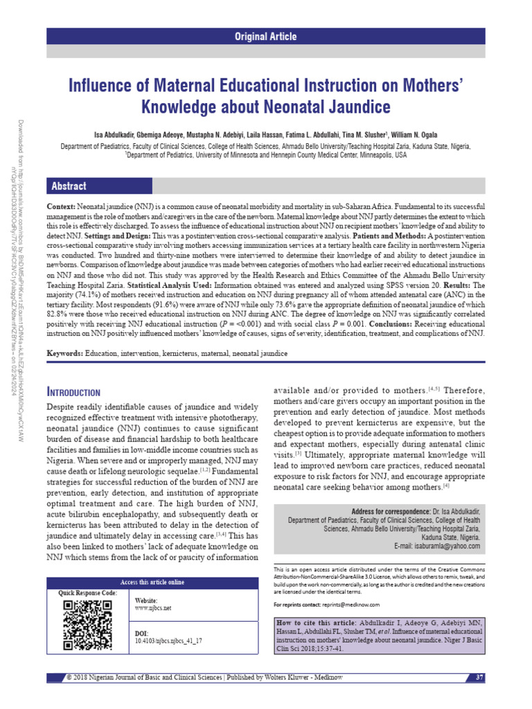 Influence of Maternal Educational Instruction On.9 | PDF | Infants ...