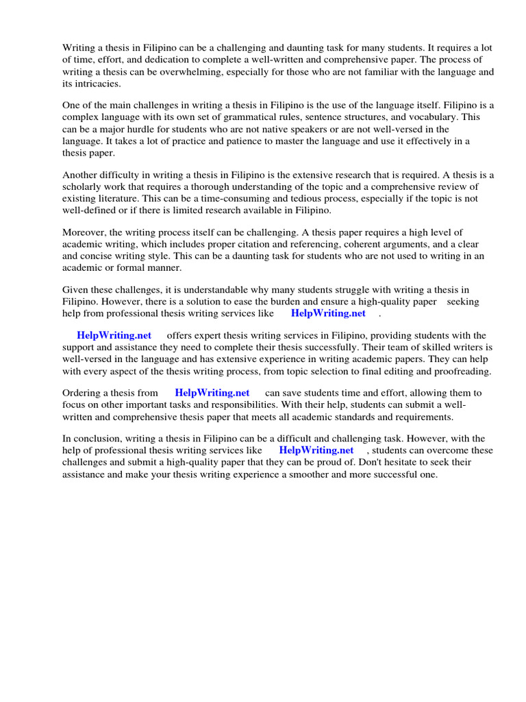 Challenges of Writing a Filipino Thesis | PDF | Tagalog Language | Thesis