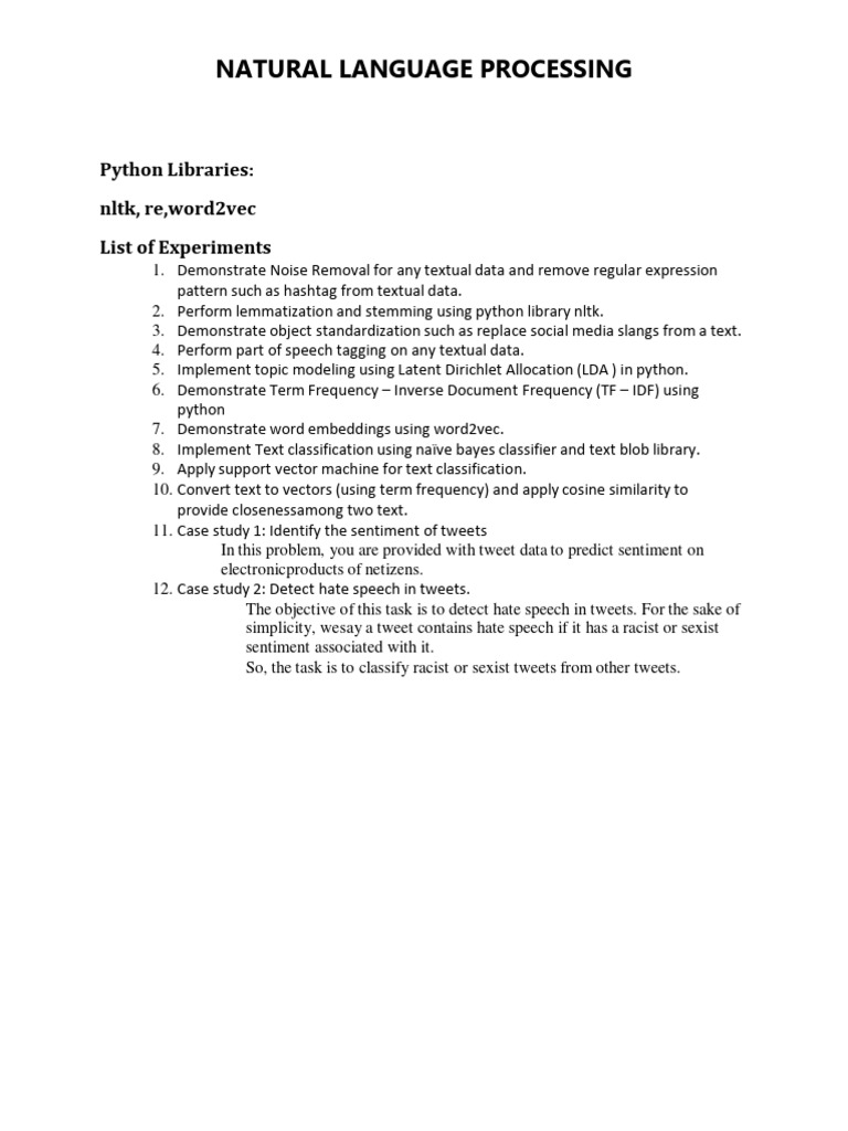 NLP Lab Manual-1 | Download Free PDF | Part Of Speech | Applied Linguistics