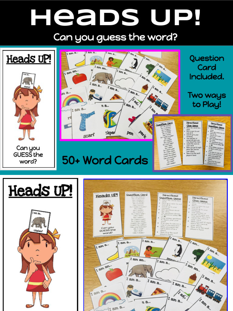 Heads Up!: 50+ Word Cards | PDF
