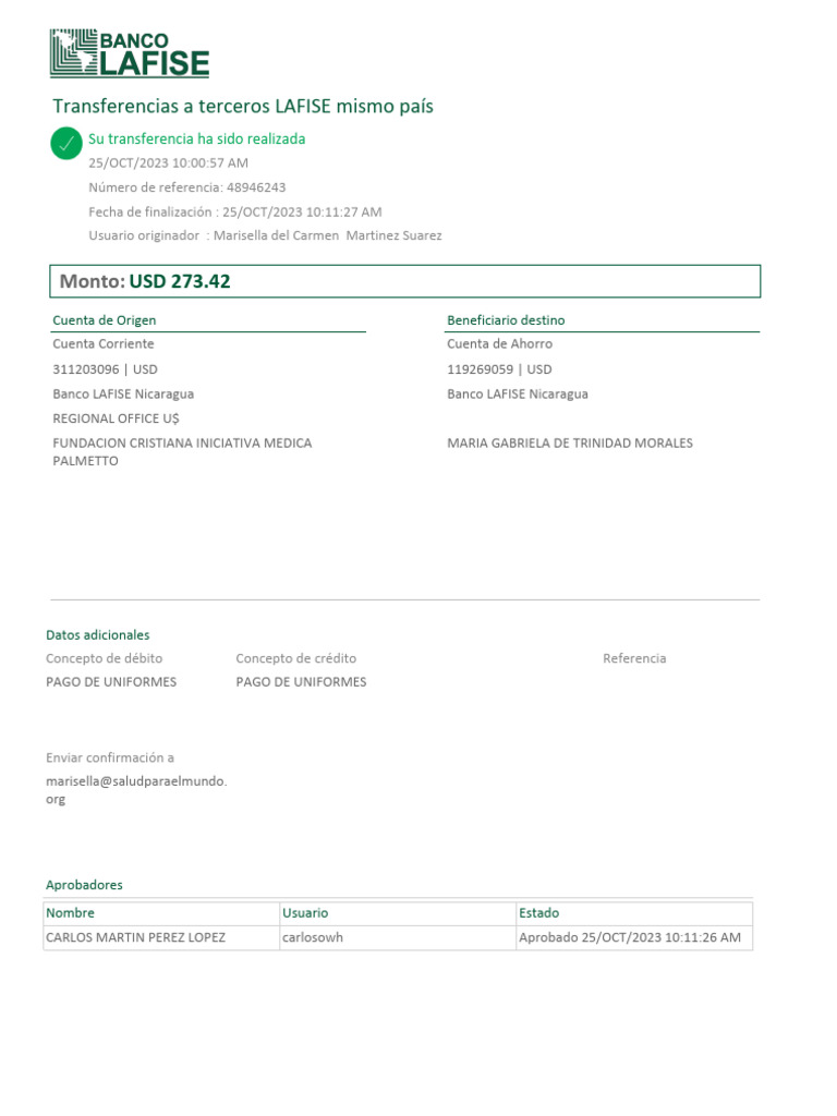 PAGO DE UNIFORMES | PDF