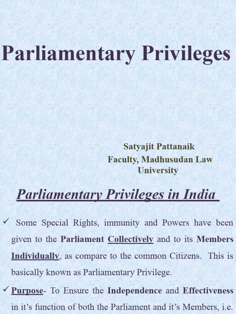 Understanding Parliamentary Privileges in India | PDF | Constitutional ...