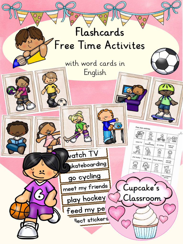Flashcards Free Time Activities - Cupcake's Classroo | PDF