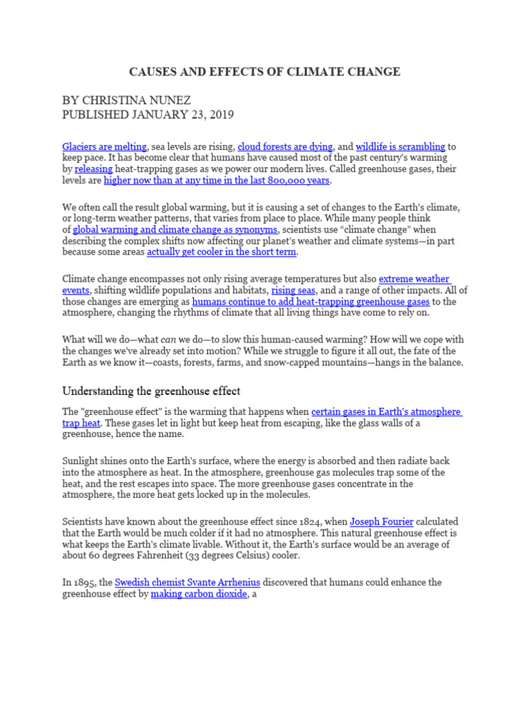 Causes and Effects of Climate Change | PDF | Greenhouse Effect ...