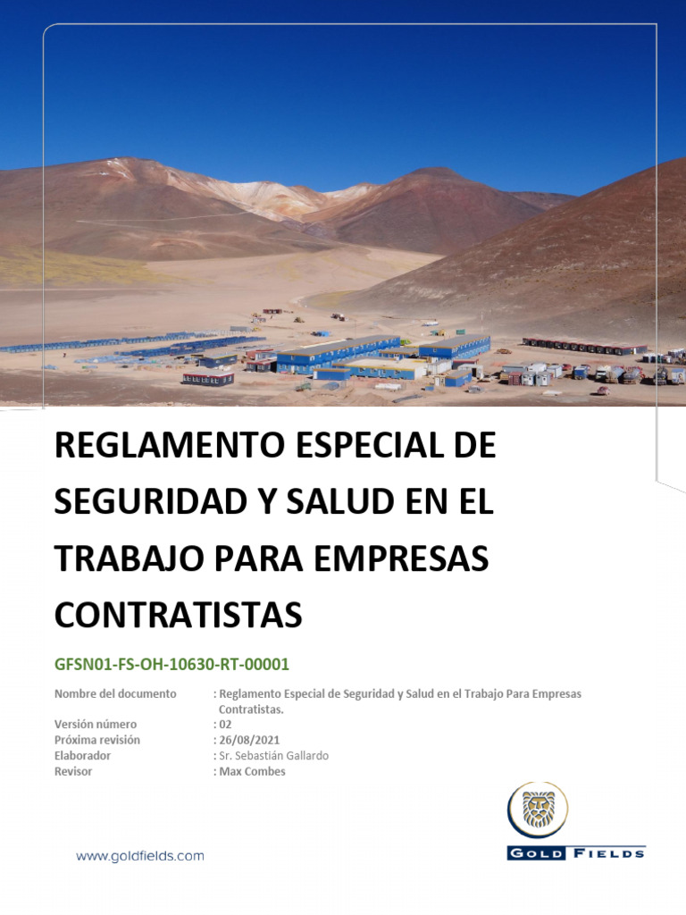 ANEXO 2 - Reglamento Especial para Empresas Contratistas y Subcontratistas FIRMA GERENTE HSE ...