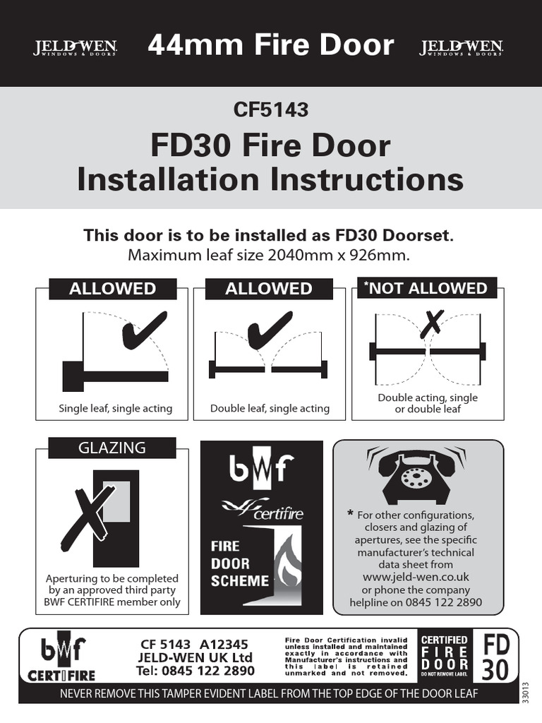 fd30 cf5143 Fitting Instructions | PDF | Door | Screw