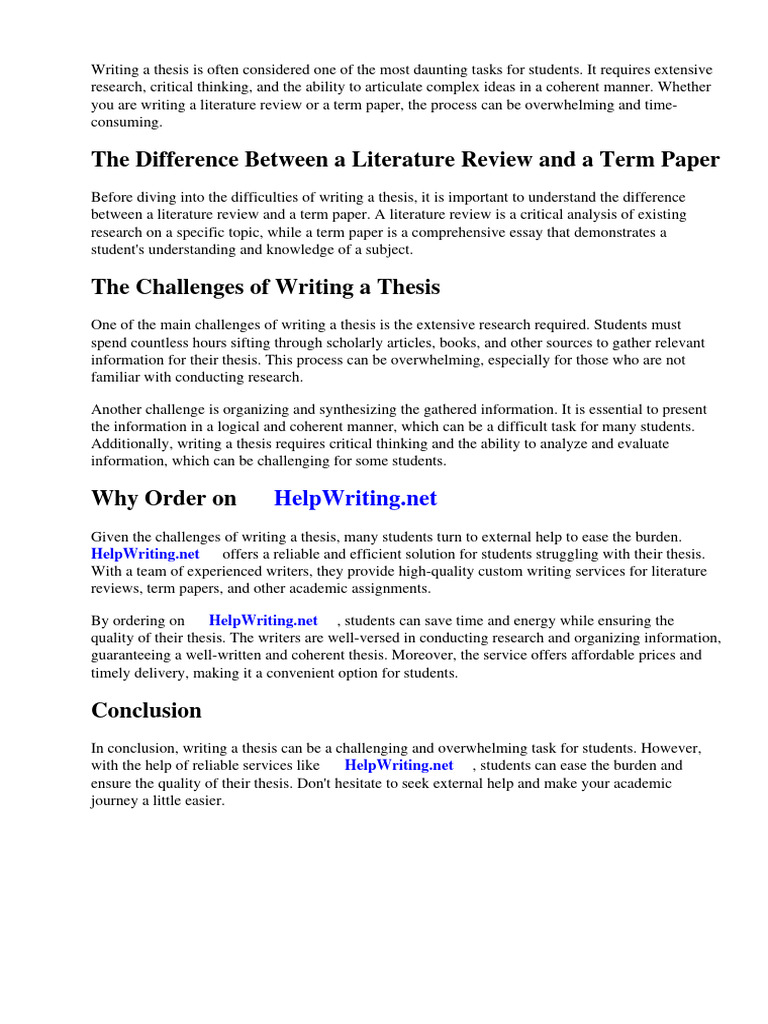 Thesis Writing Challenges Explained | PDF | Thesis | Critical Thinking