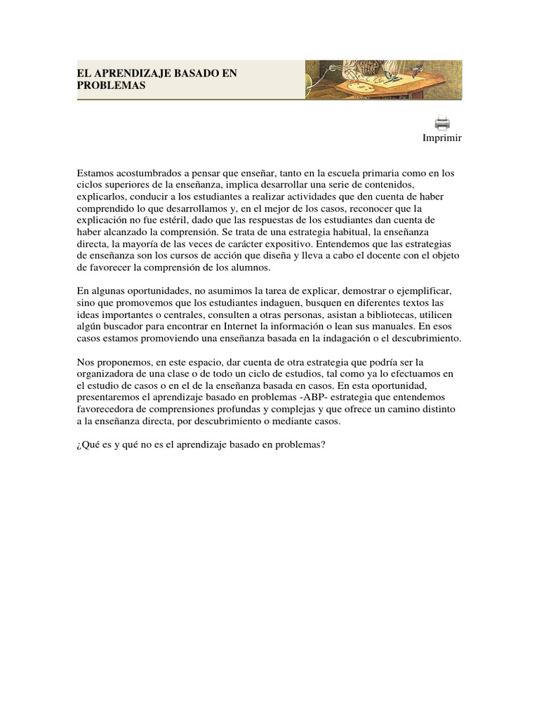 EL APRENDIZAJE BASADO EN PROBLEMAS-Edith Litwin - El oficio de enseñar - extracto del capítulo 5 ...