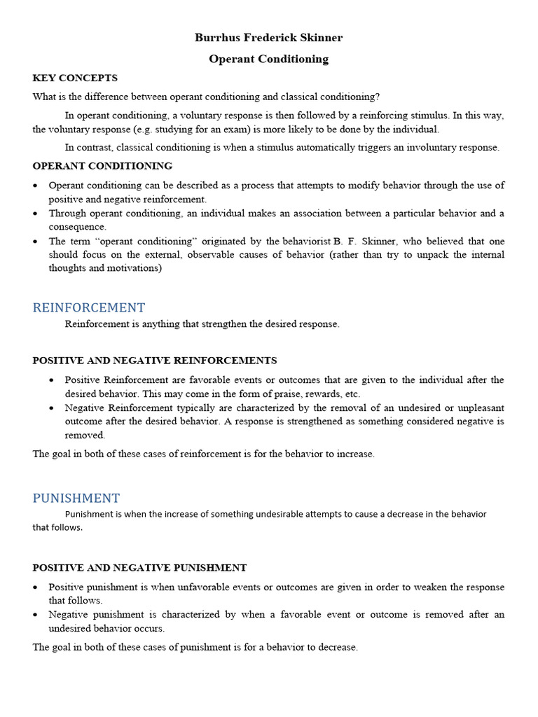Operant Conditioning | PDF | Reinforcement | Punishments