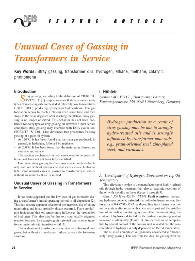 Unusual Cases of Gassing in Transformers in Service | PDF | Transformer ...