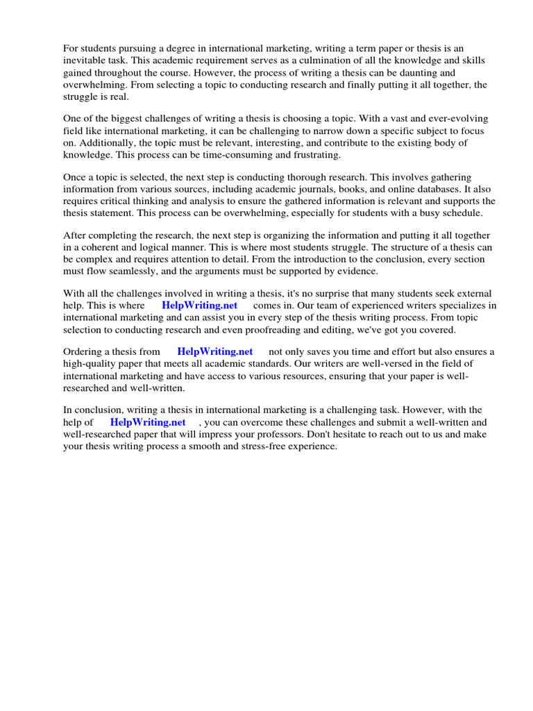 International Marketing Term Paper | PDF | Marketing | Advertising