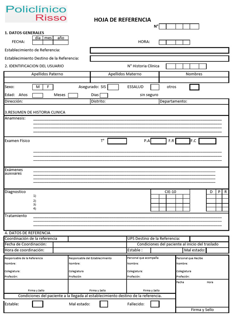 Hoja de Referencia Policlinico Risso | Descargar gratis PDF | Medicina ...