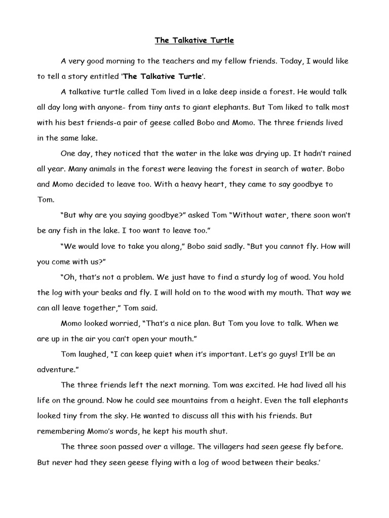 The Talkative Turtle's Lesson | PDF | Language Arts & Discipline | Home ...