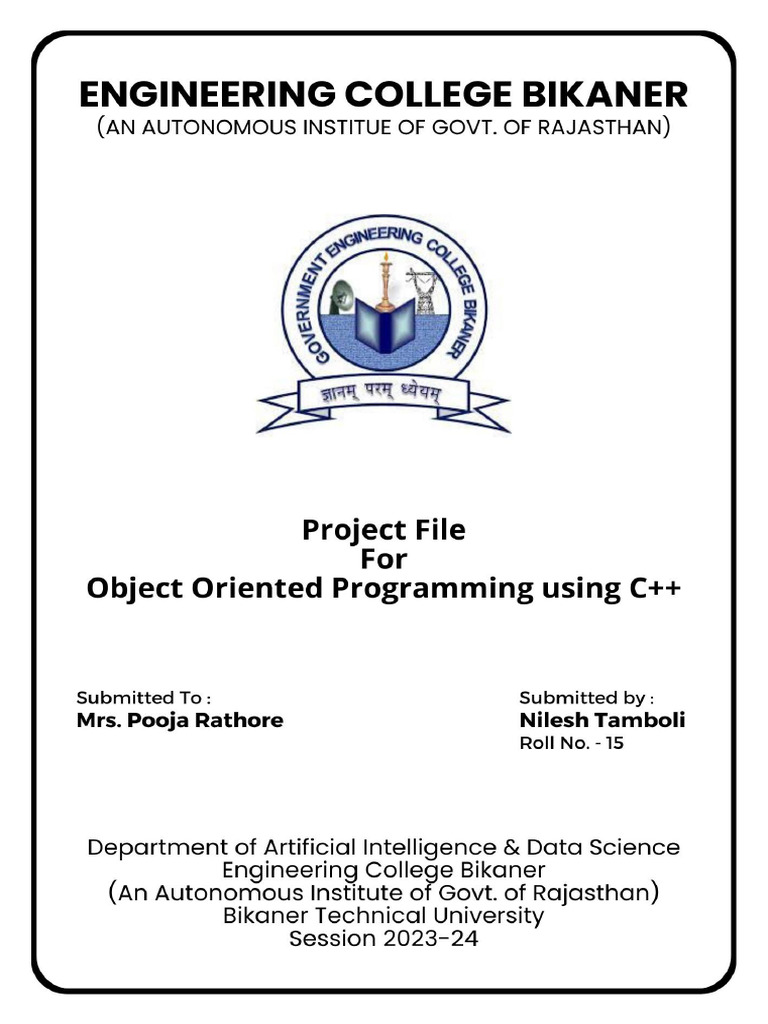Oops Practical File Nilesh 1 Pdf Namespace Constructor Object Oriented Programming 9858