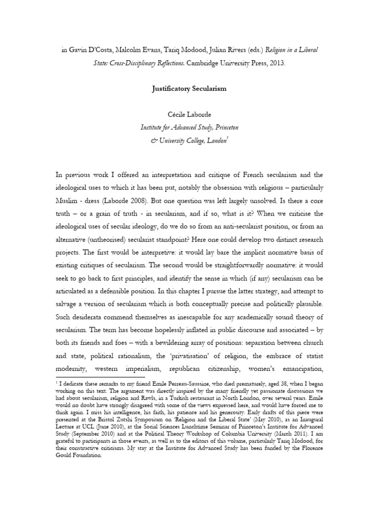 Justificatory Secularism | PDF | Secularism | Reason Justificatory Secularism | PDF | Secularism | Reason
