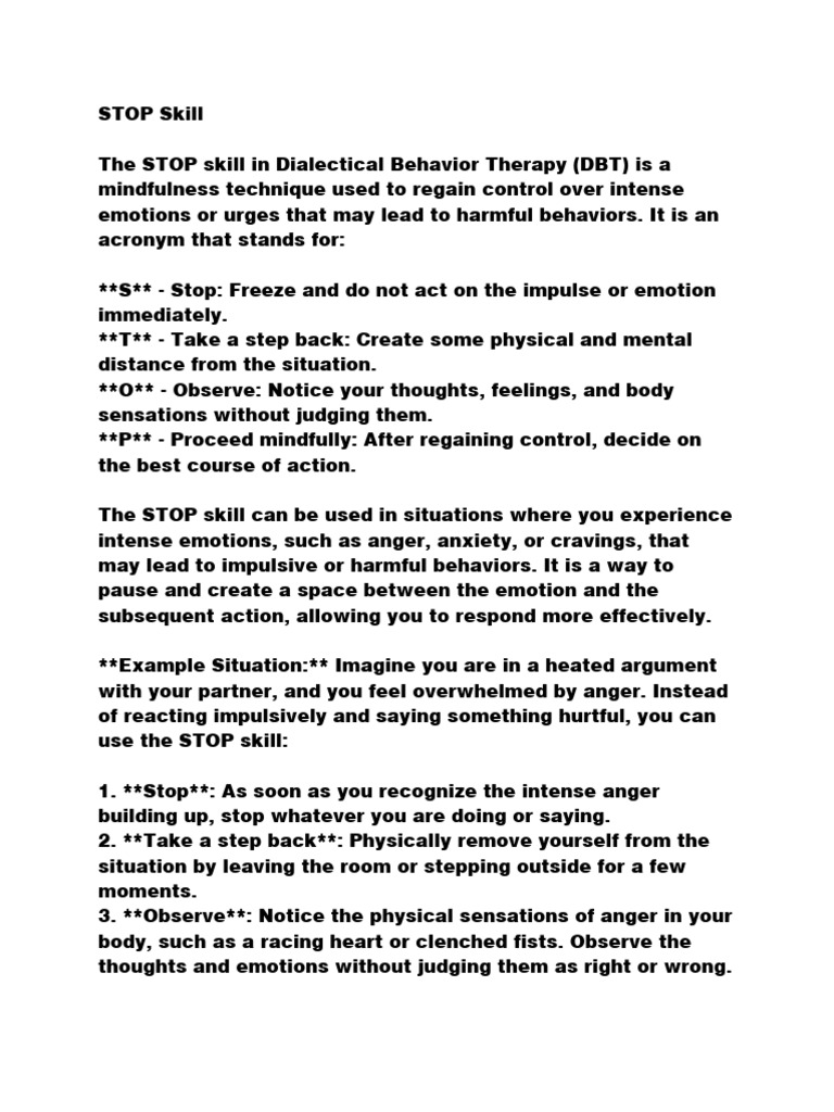 STOP SKill - DBT | PDF