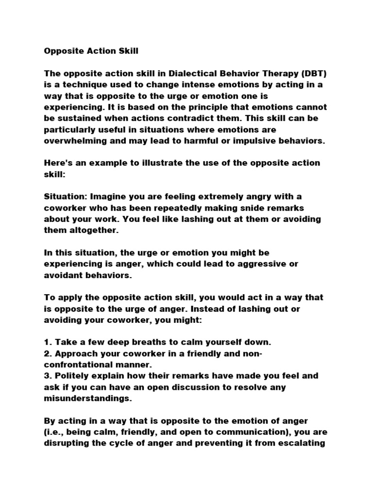 2. Opposite Action Skill | PDF