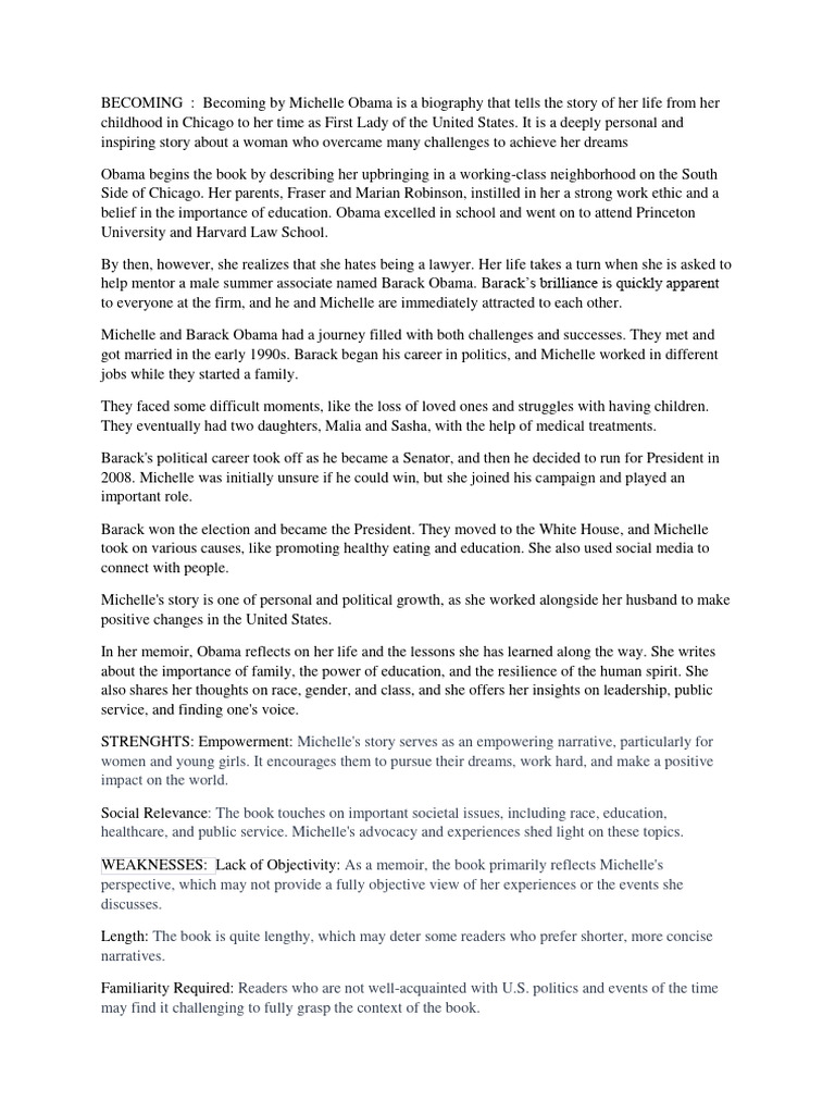 BECOMING | Download Free PDF | Michelle Obama