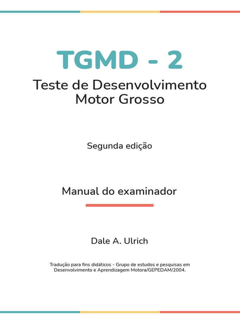 TGMD - Manual Tradução | PDF | Aprendizado | Pré-escola