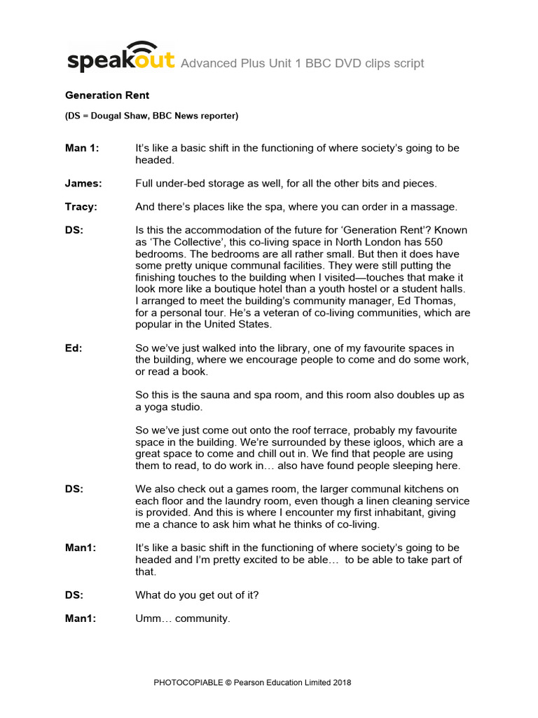 415 - 6 - Speakout Advanced Plus DVD - Scripts | PDF | Estella (Great ...