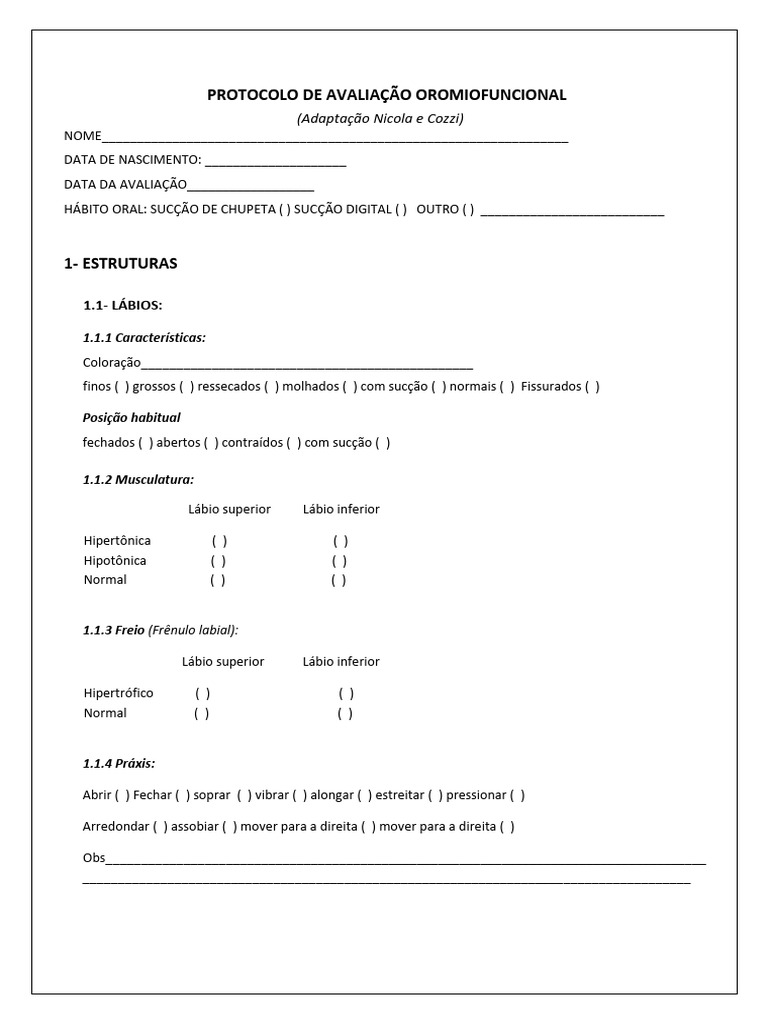 Protocolo de Avaliação Orofacial | PDF | Dente humano