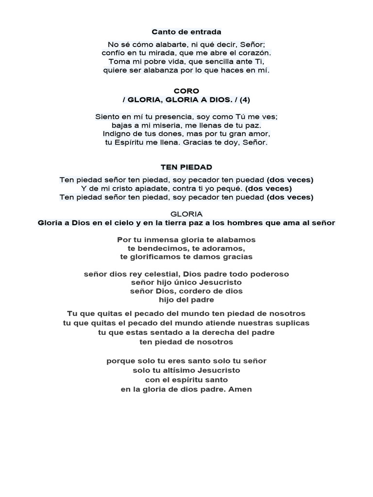 Letra Canto de Misa | PDF | Pecado | Creencia religiosa y doctrina